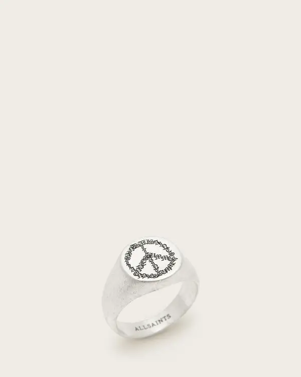 ALLSAINTS Leon Sterling Silver Engraved Ring - Warm Silver