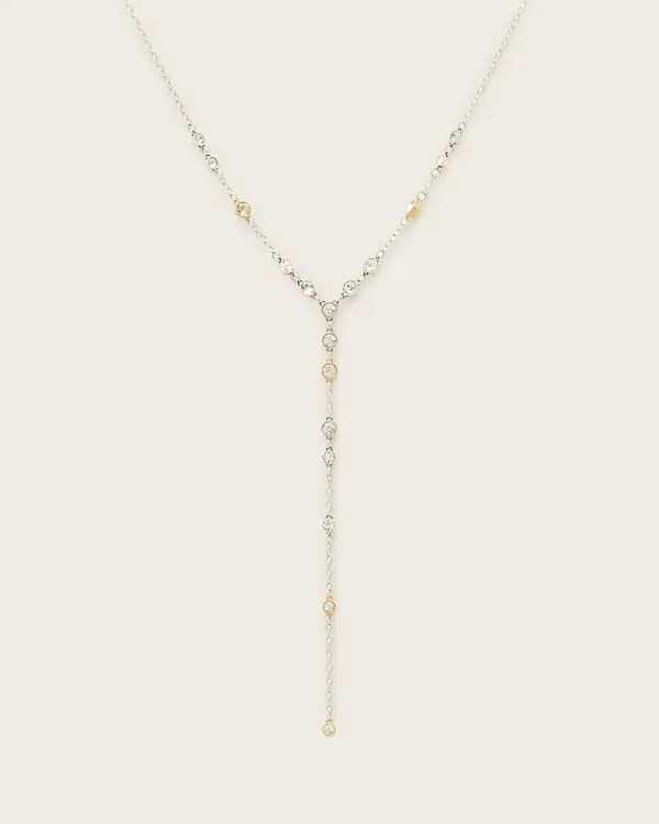 ALLSAINTS Pippa Crystal Drop Necklace - Warm Silver
