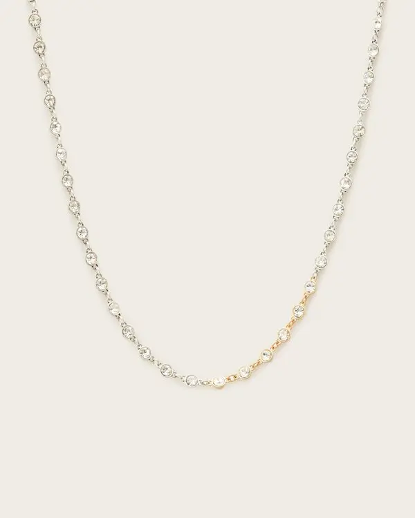 ALLSAINTS Pippa Crystal Necklace - Warm Silver