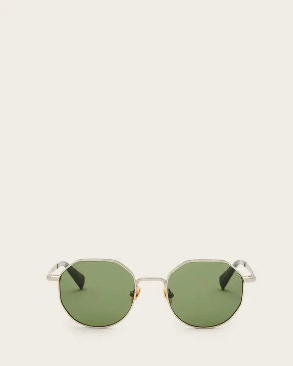 ALLSAINTS Blake Round Frame Sunglasses - Silver/khaki Tort