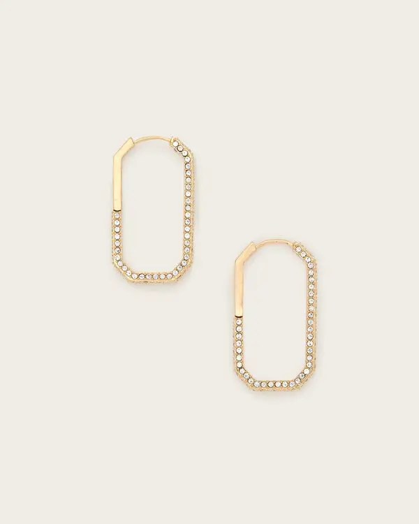 ALLSAINTS Hattie Crystal Hex Hoop Earrings - Brass