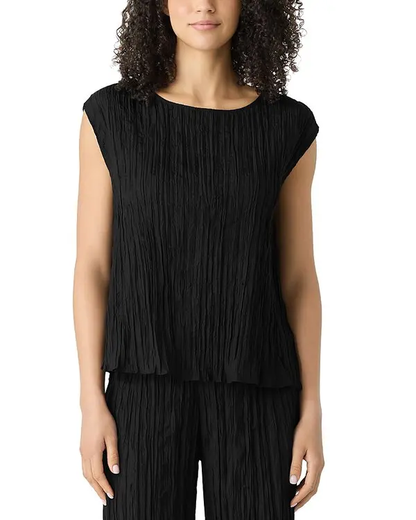 Eileen Fisher Crushed Silk Ballet Neck Top
