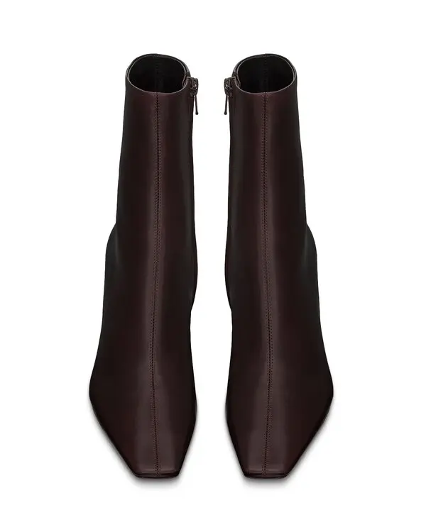 Saint Laurent Jill Mid Heel Booties - Brown