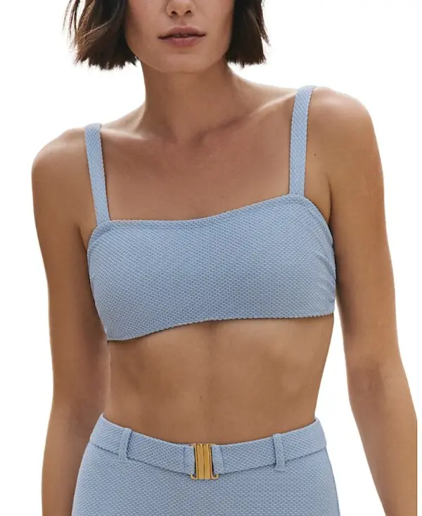 HERMOZA Lucia Square Neck Bikini Top Swimsuit - Powder Blue
