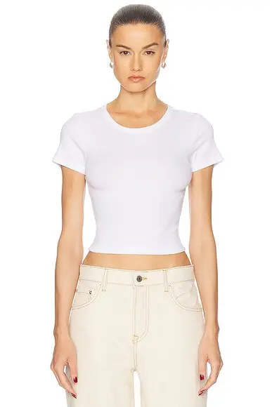 GRLFRND Baby Tee" Ribbed Knit Top - White