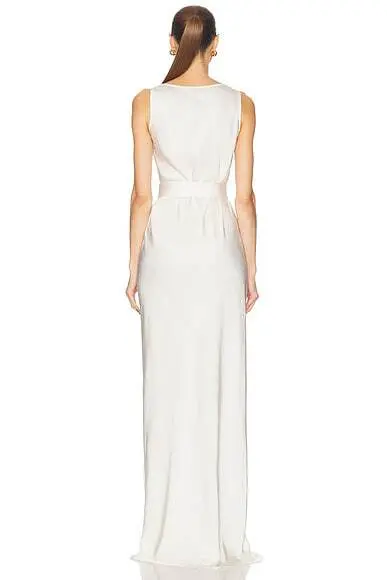 Lapointe Lightweight Satin Bias Belted Gown
