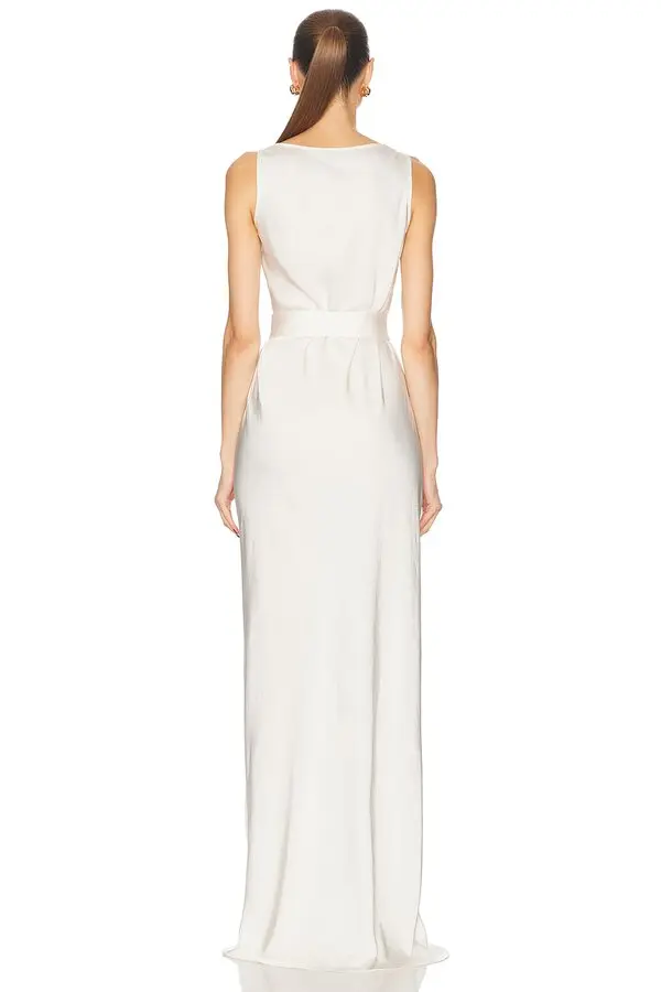 Lapointe Lightweight Satin Bias Belted Gown