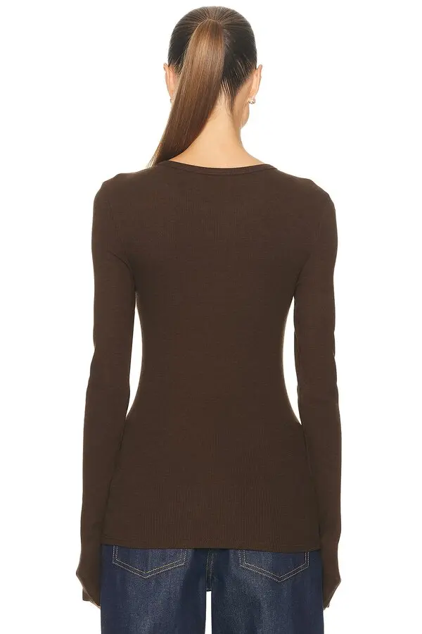 GRLFRND Crew Neck Extra Long Sleeve Tee - Espresso