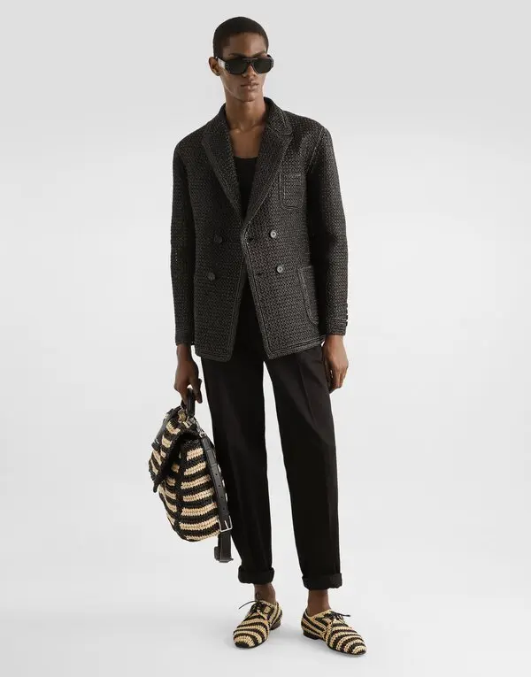 Dolce & Gabbana Double-breasted Raffia Mesh Jacket