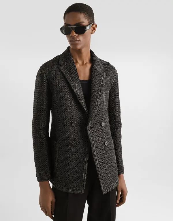 Dolce & Gabbana Double-breasted Raffia Mesh Jacket