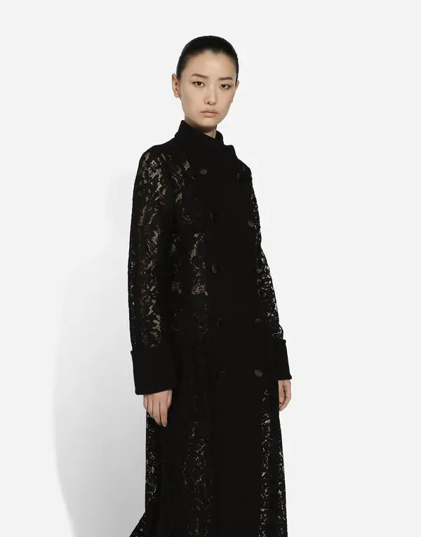 Dolce & Gabbana Double-breasted Cordonetto Lace And Wool Crêpe Coat
