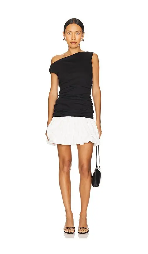 Line & Dot Wesley Mix Media Mini Dress In Black & Cream - 76% Off