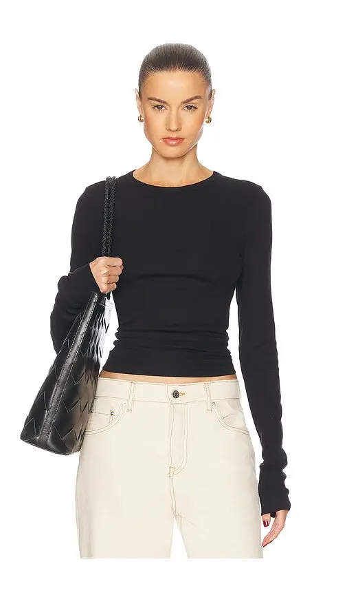 GRLFRND Crew Neck Extra Long Sleeve Tee - Black