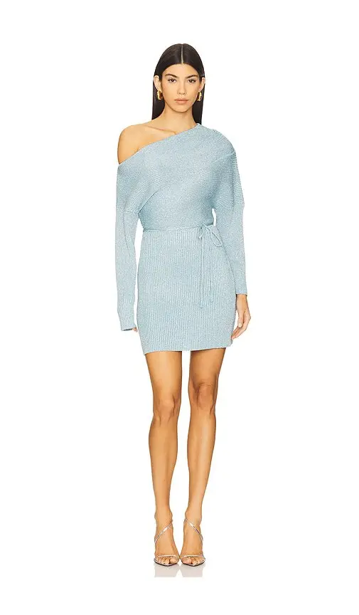 Buy NEVER FULLY DRESSED One-shoulder Metallic Knit Mini Dress - Blue At 20%  Off | Editorialist