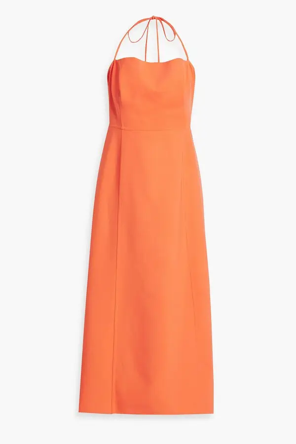 Oscar De La Renta Wool-blend Halterneck Midi Dress - Bright Orange