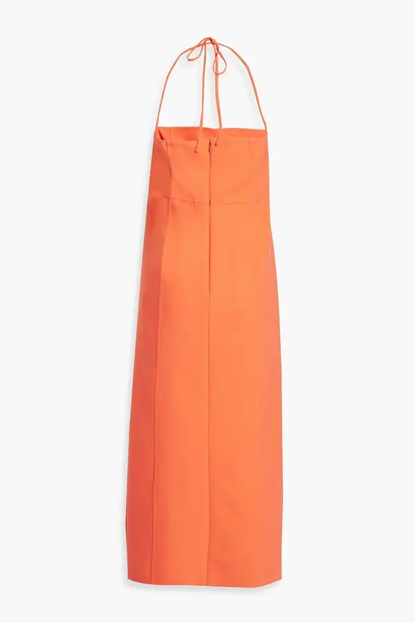 wool-blend halterneck midi dress - bright orange | US 6