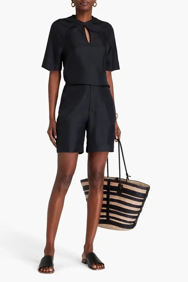 Loulou De Saison Poseidon Silk-twill Shorts - Black