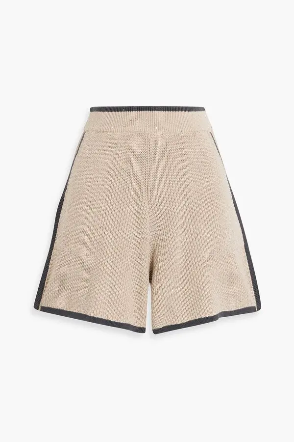 Brunello Cucinelli Sequin-embellished Cotton-blend Shorts - Beige