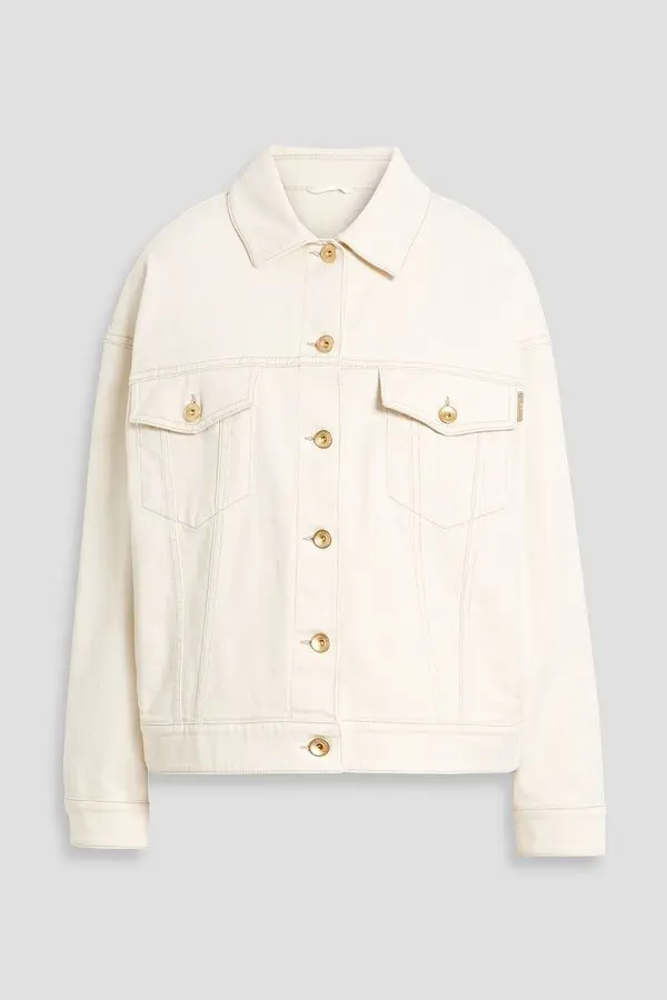 Brunello Cucinelli Bead-embellished Denim Trucker Jacket - Cream