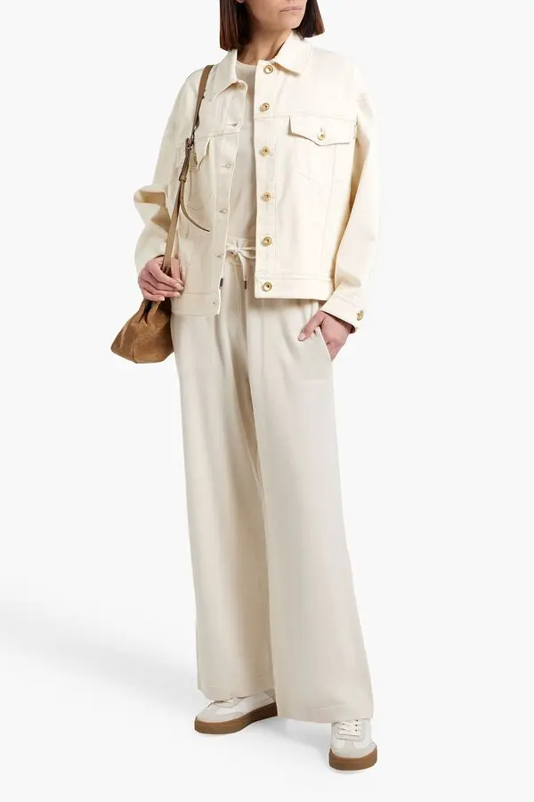 Brunello Cucinelli Bead-embellished Denim Trucker Jacket - Cream