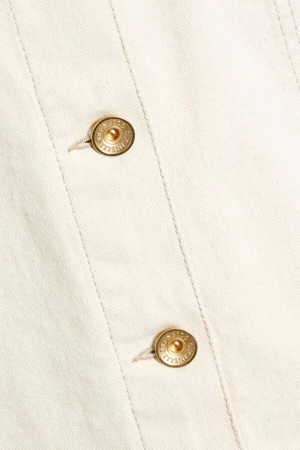 Brunello Cucinelli Bead-embellished Denim Trucker Jacket - Cream