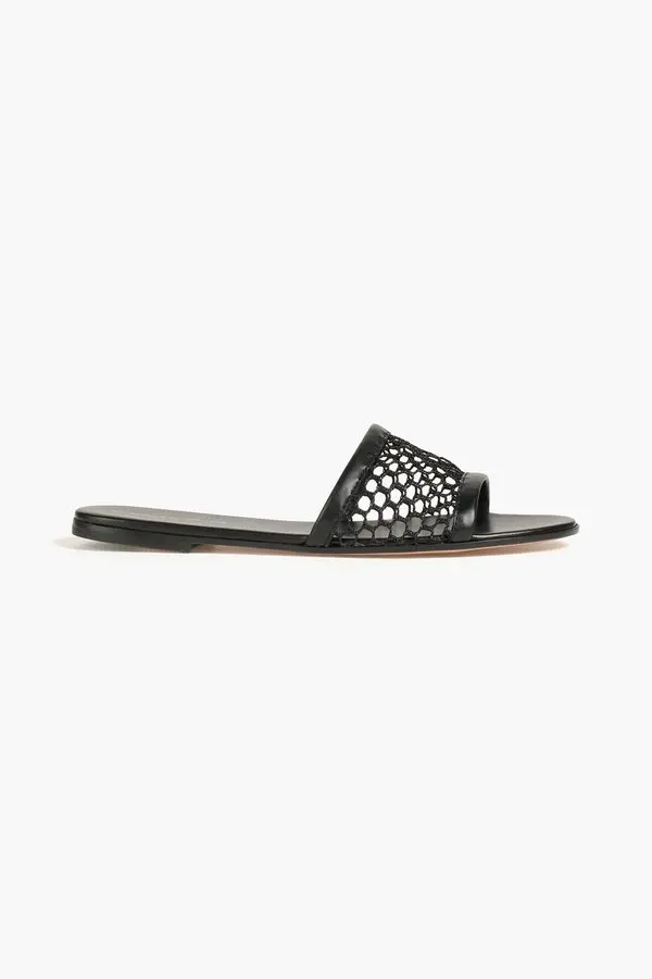 GIANVITO ROSSI Leather And Fishnet Slides