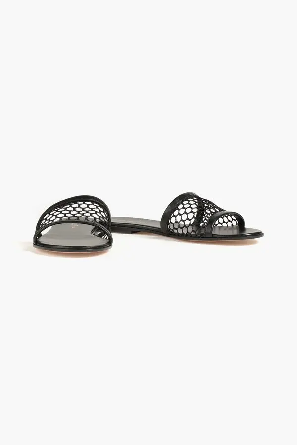 GIANVITO ROSSI Leather And Fishnet Slides