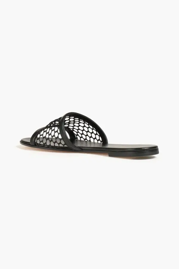 GIANVITO ROSSI Leather And Fishnet Slides