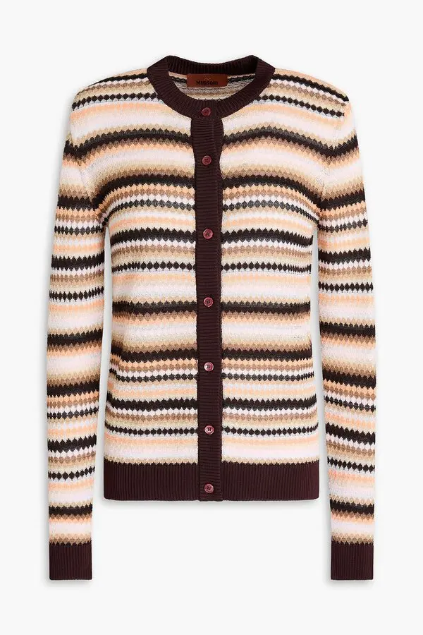 Missoni Striped Crochet-knit Cardigan - Dark Brown