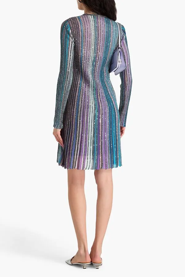 Missoni Sequin-embellished Metallic Striped Mini Dress