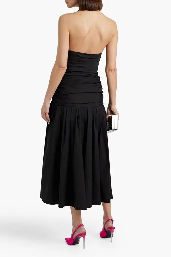 Carolina Herrera Twisted Cotton-blend Poplin Halterneck Midi Dress