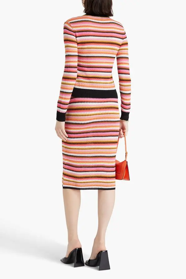Missoni Striped Crochet-knit Cotton-blend Sweater - Pink