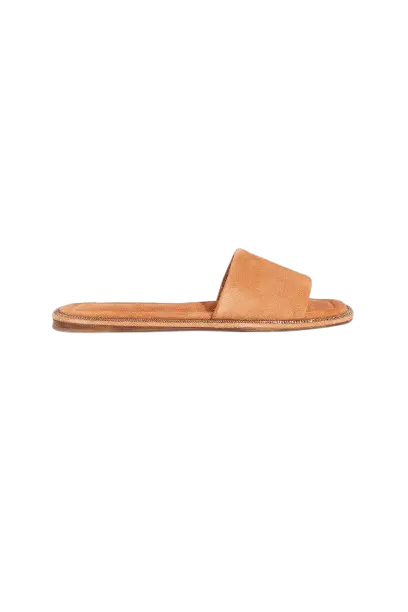 Brunello Cucinelli Bead-embellished Suede Slides