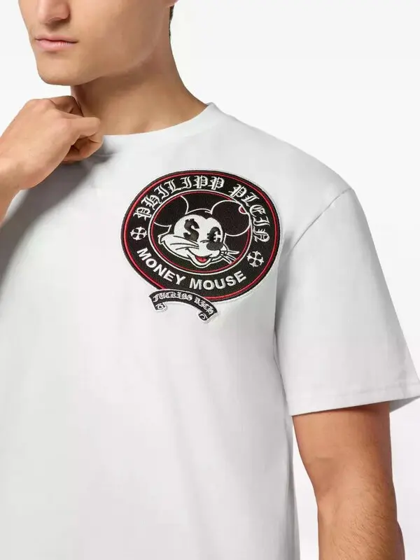Philipp Plein Money Mouse-embroidered T-shirt - White