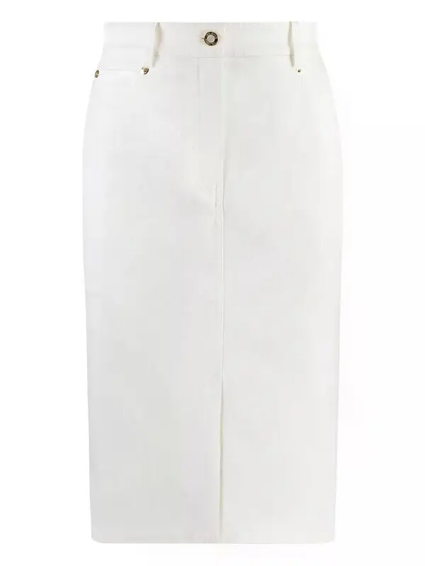St. John Tailored Denim Midi Skirt - White