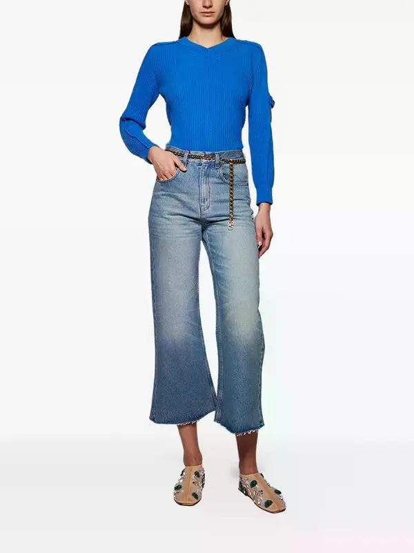 Victoria Beckham V-neck Knitted Sweater - Blue