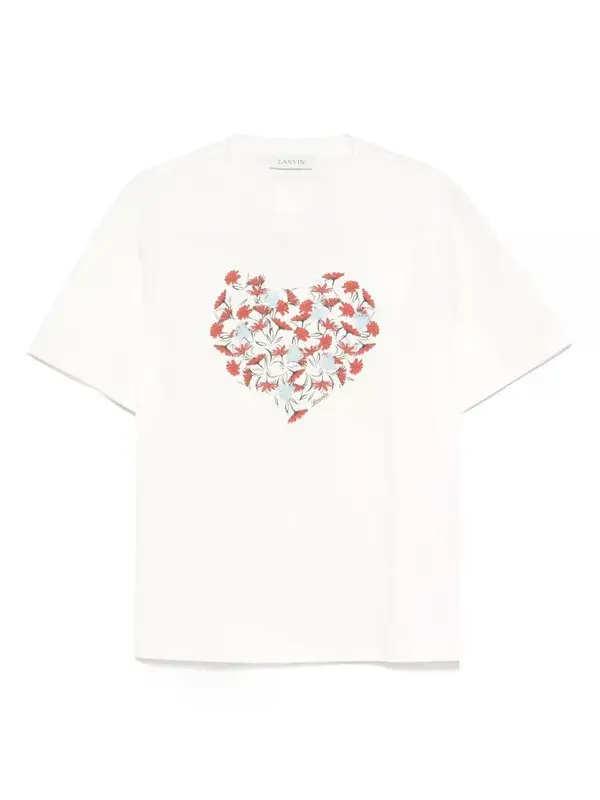 LANVIN Floral-print T-shirt - Neutrals