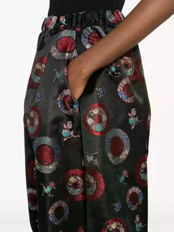 Comme Des Garçons Patterned-intarsia Trousers - Black