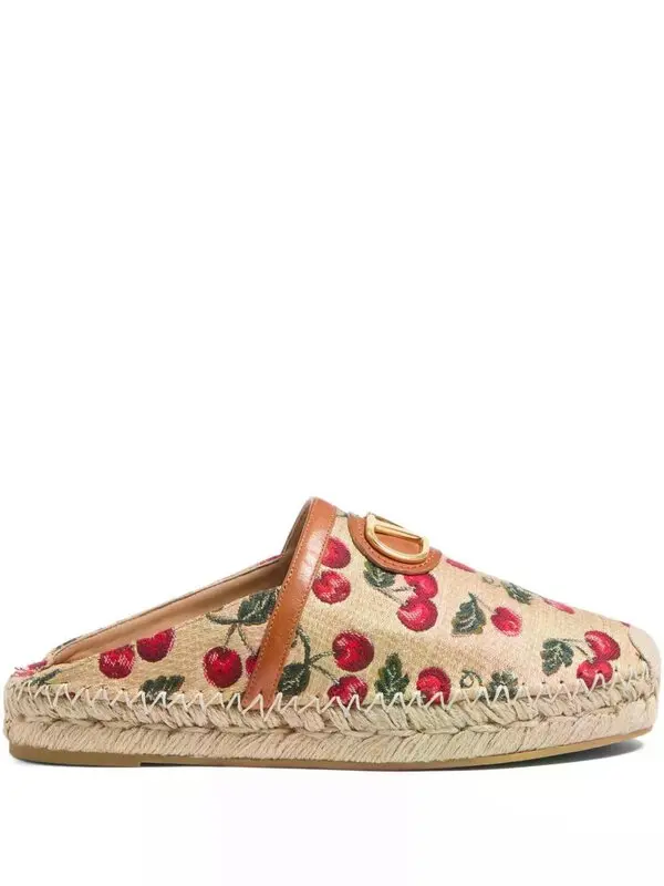 Valentino Garavani Vlogo Signature Cherryfic Motif Mule 25mm - Neutrals