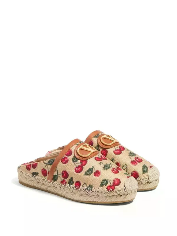 Valentino Garavani Vlogo Signature Cherryfic Motif Mule 25mm - Neutrals