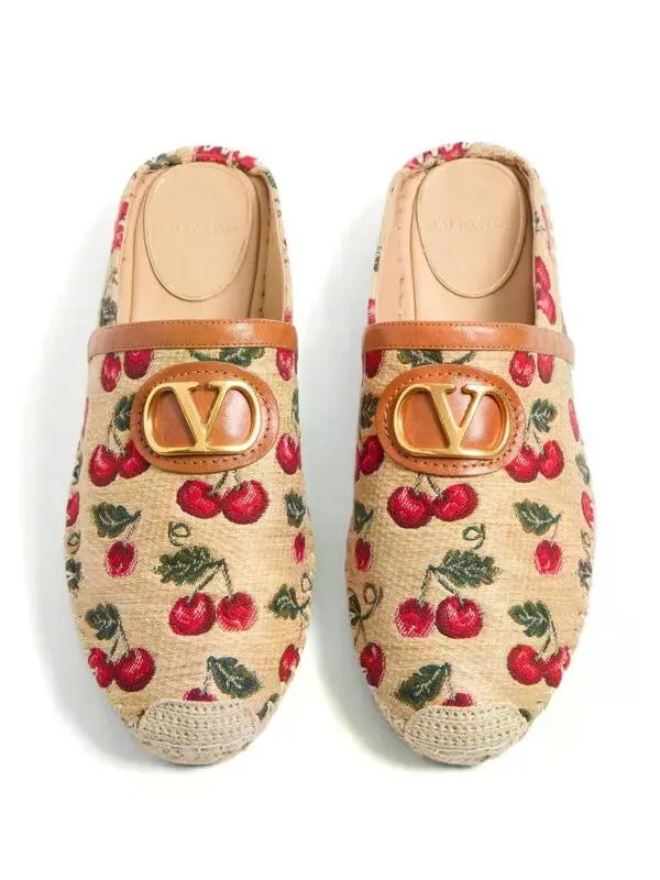 Valentino Garavani Vlogo Signature Cherryfic Motif Mule 25mm - Neutrals