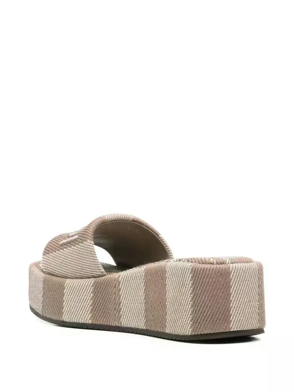 Fendi Logo-embroidered Platform Slides - Brown