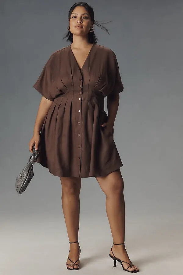 long sleeve midi wrap dress Pleated LONG SLEEVE MIDI Dress NAVY/YELLOW / Standard / 12