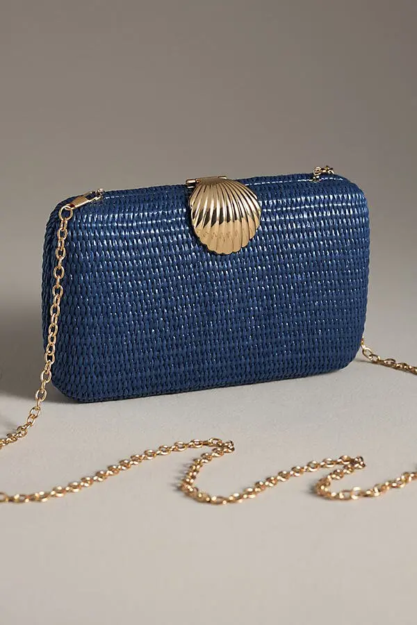 SHIRALEAH Shell Raffia Clutch