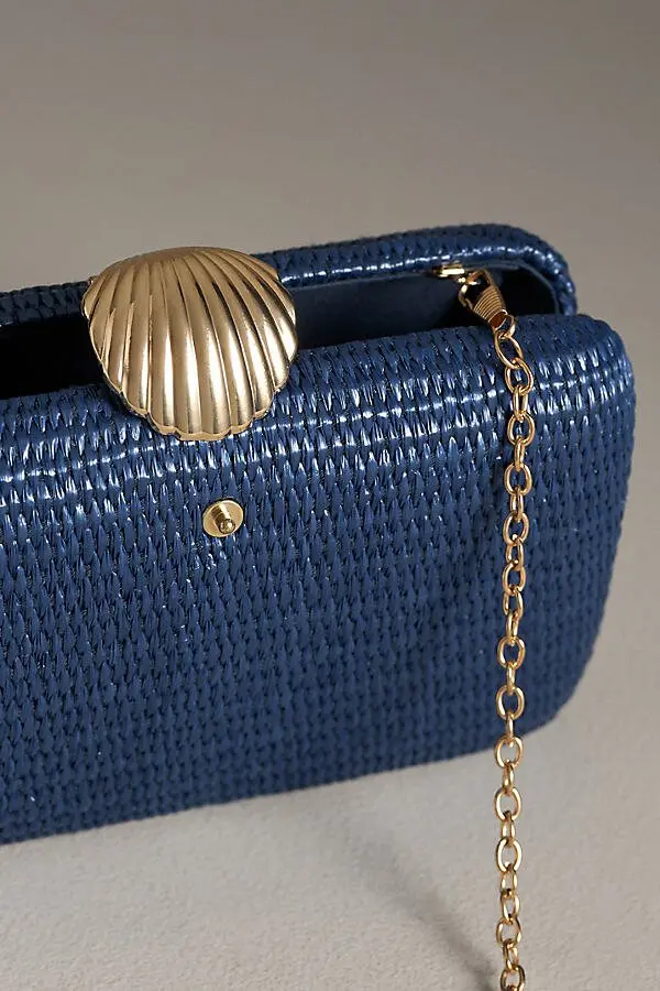 SHIRALEAH Shell Raffia Clutch