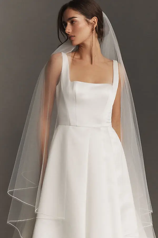 Bhldn Pearl Trim Chapel Veil