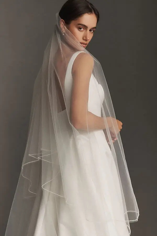 Bhldn Pearl Trim Chapel Veil