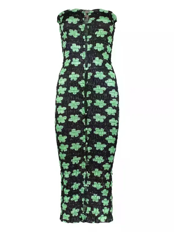 AMY CROOKES Floral-print Midi Dress - Black