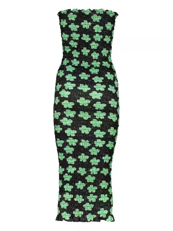 AMY CROOKES Floral-print Midi Dress - Black