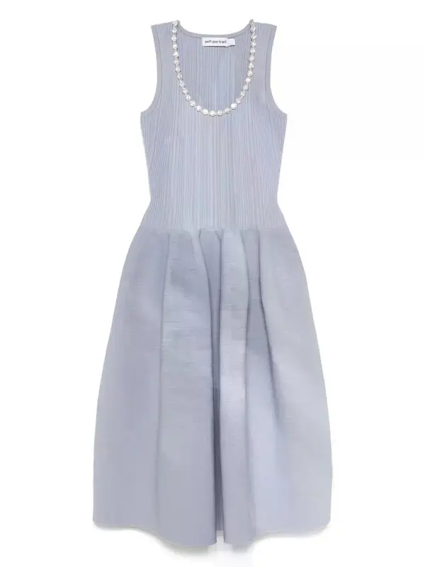 SELF-PORTRAIT Rhinestone-embellished Midi Dress